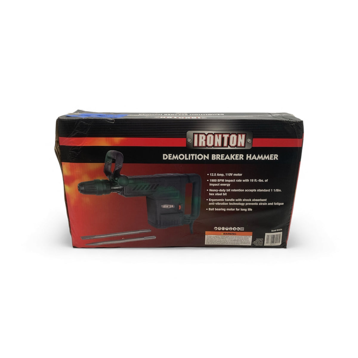 Ironton 61474 Demolition Breaker Hammer | 15 Amp Electric Jackhammer ...